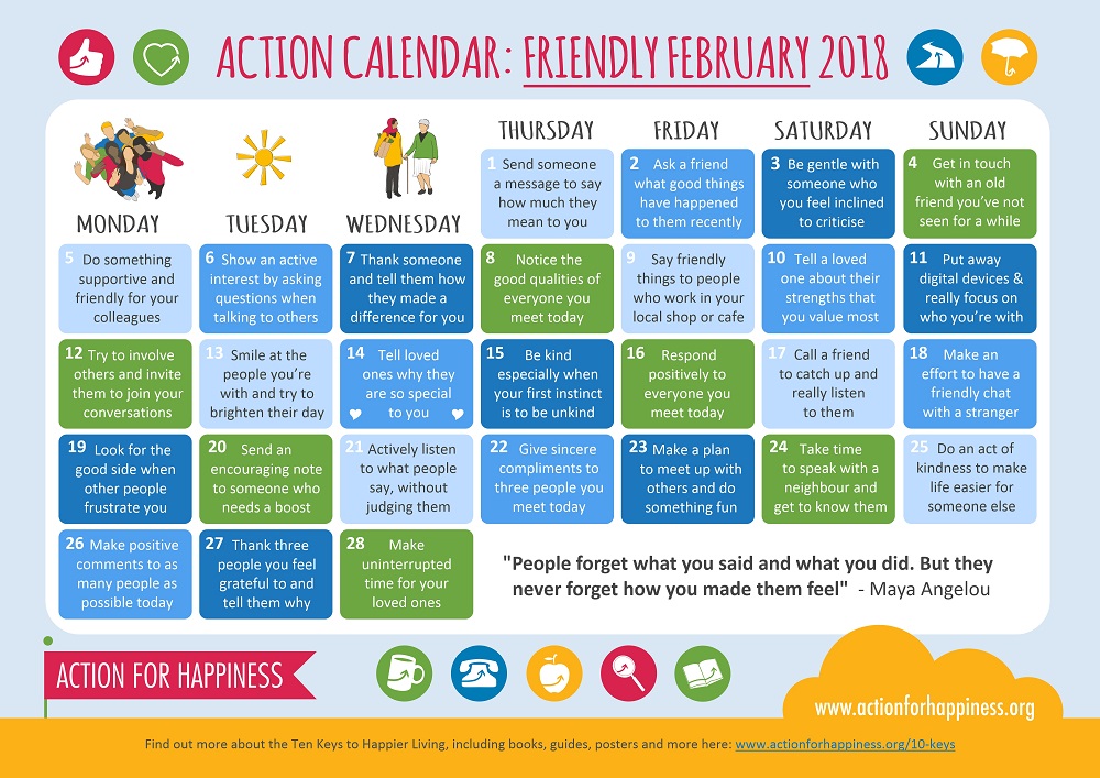 Get the “Friendly February” calendar from Action for Happiness now ...
