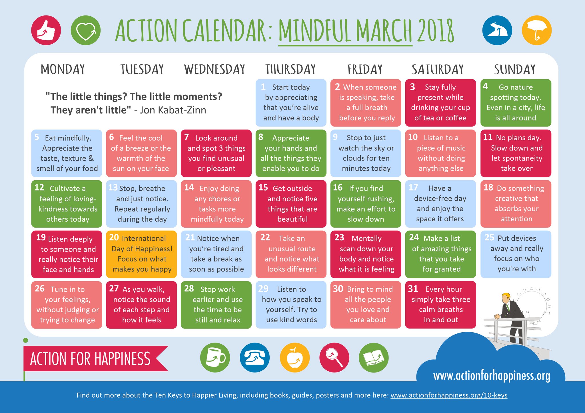 Get your Calendar for Mindful March from Action for Happiness ...